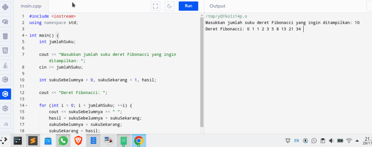 Contoh Program Deret Angka C++ paling mudah | Fix Coding Contoh Program Deret Angka C++ paling mudah | Fix Coding